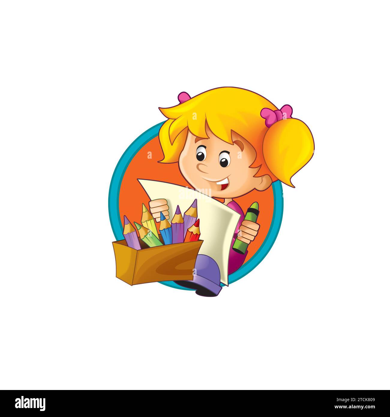 cartoon scene with young child with some childhood activity ...