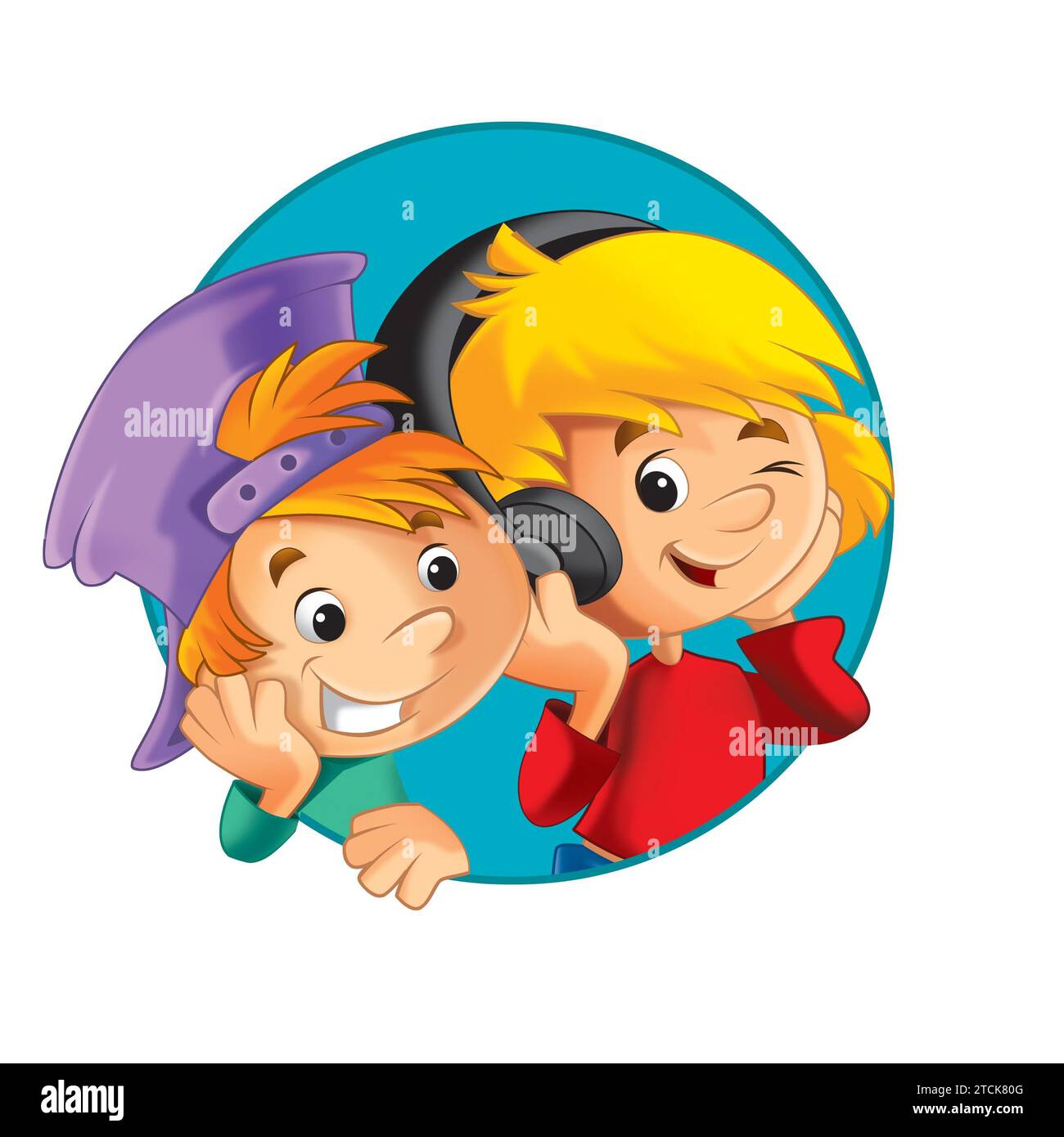 cartoon scene with young child with some childhood activity ...