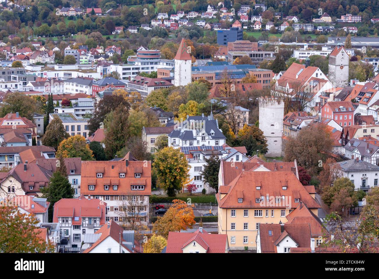 RAVENSBURG, GERMANY - OCTOBER 15, 2022: Ravensburg is a city of towers ...