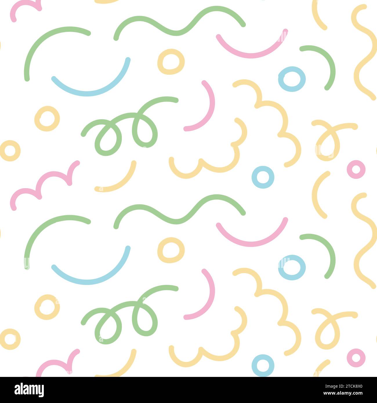 Cute hand drawn colorful line doodle squiggle seamless pattern ...