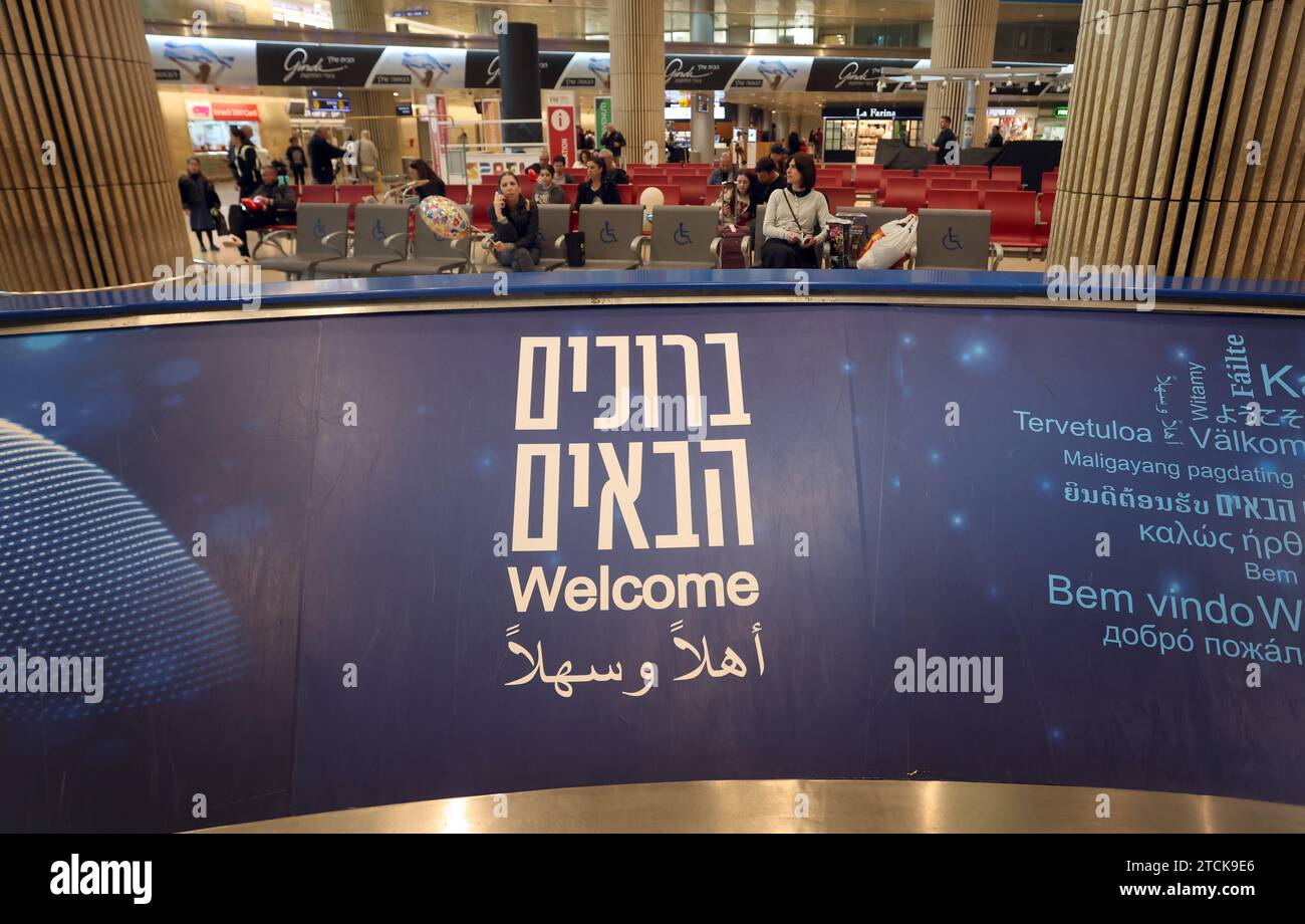 Munich, Germany. 13th Dec, 2023. The word "Welcome" can be read in ...