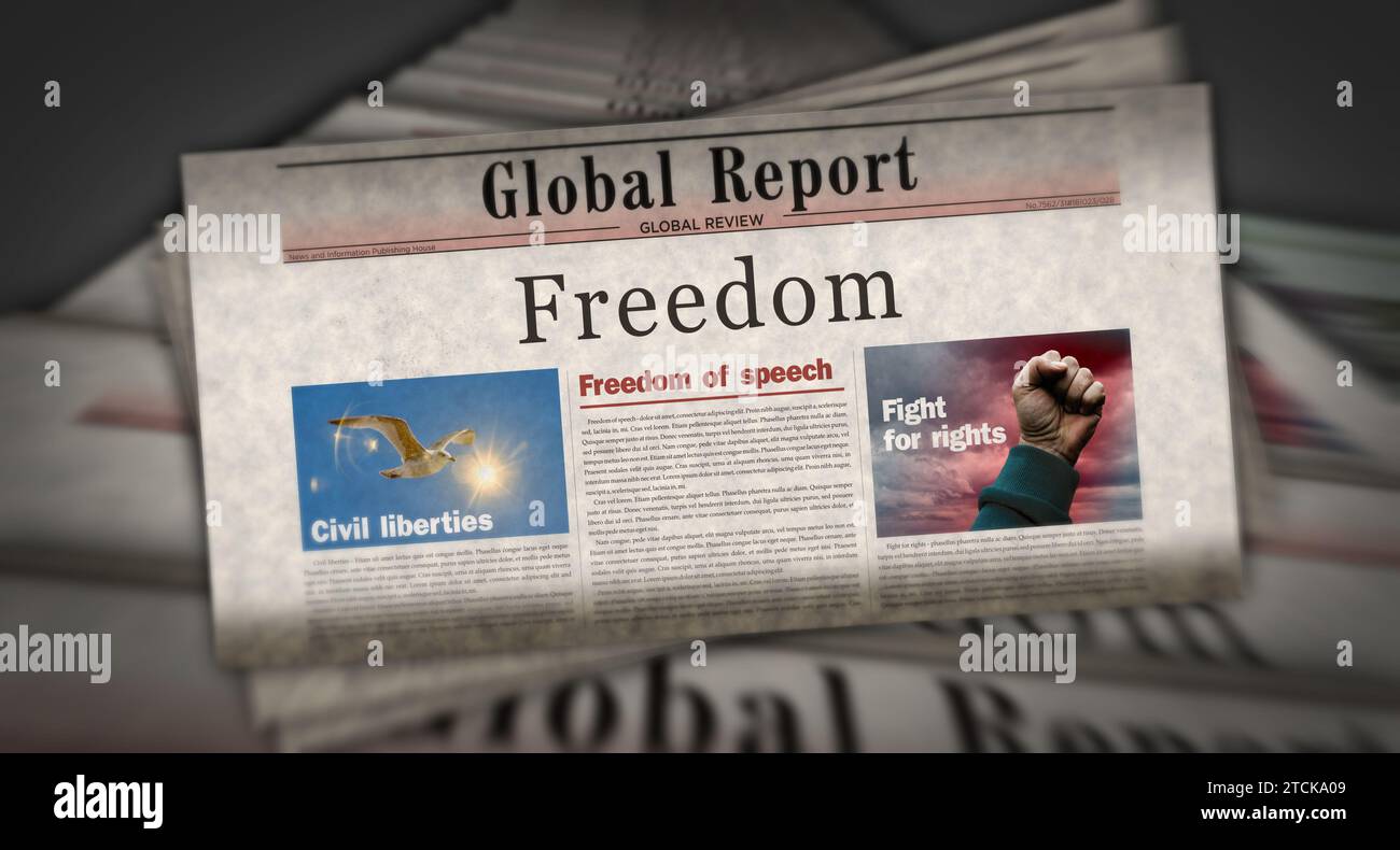 Freedom and liberty vintage news and newspaper printing. Abstract ...