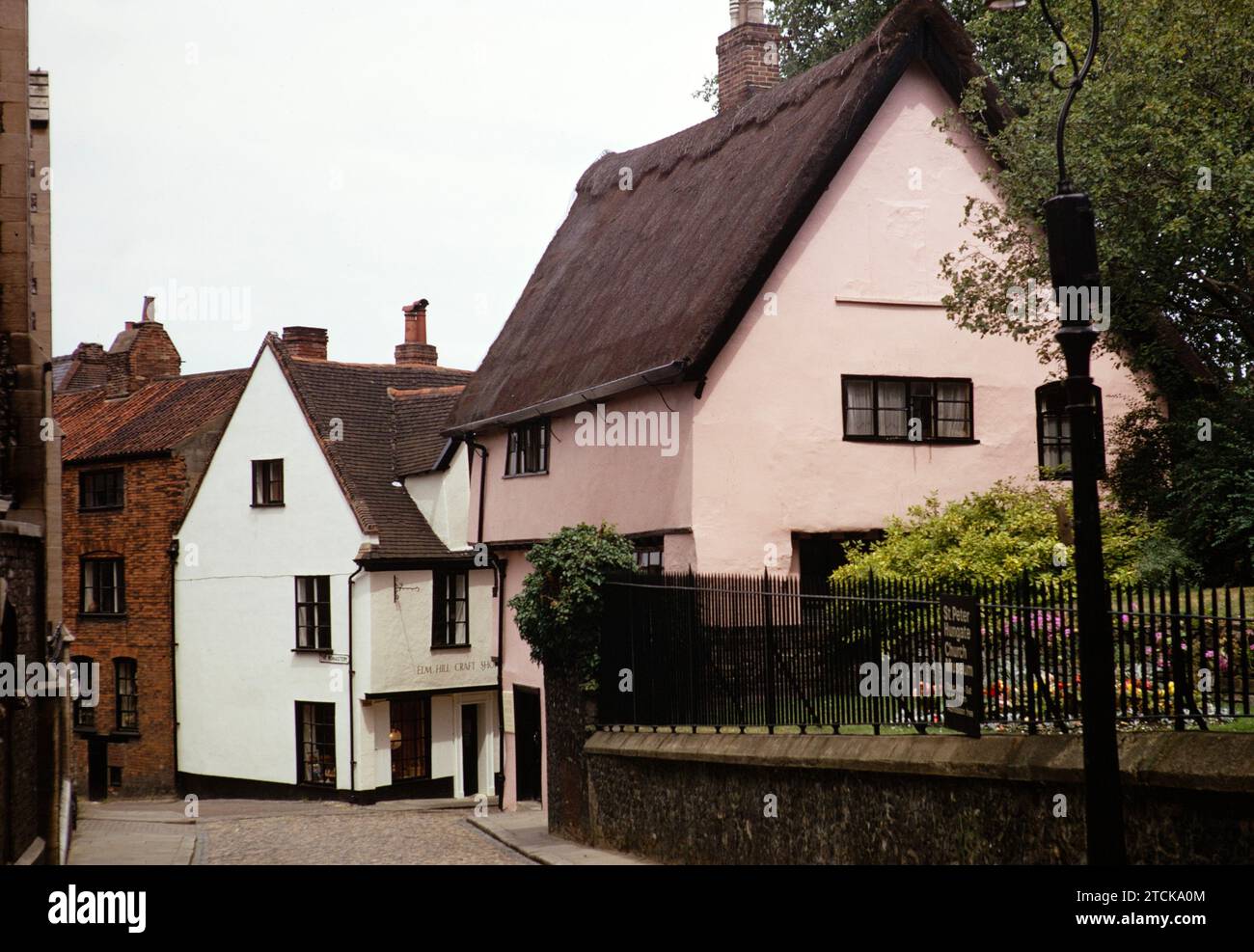 Historic medieval buildings, Elm Hill, Norwich, Norfolk, England, UK ...