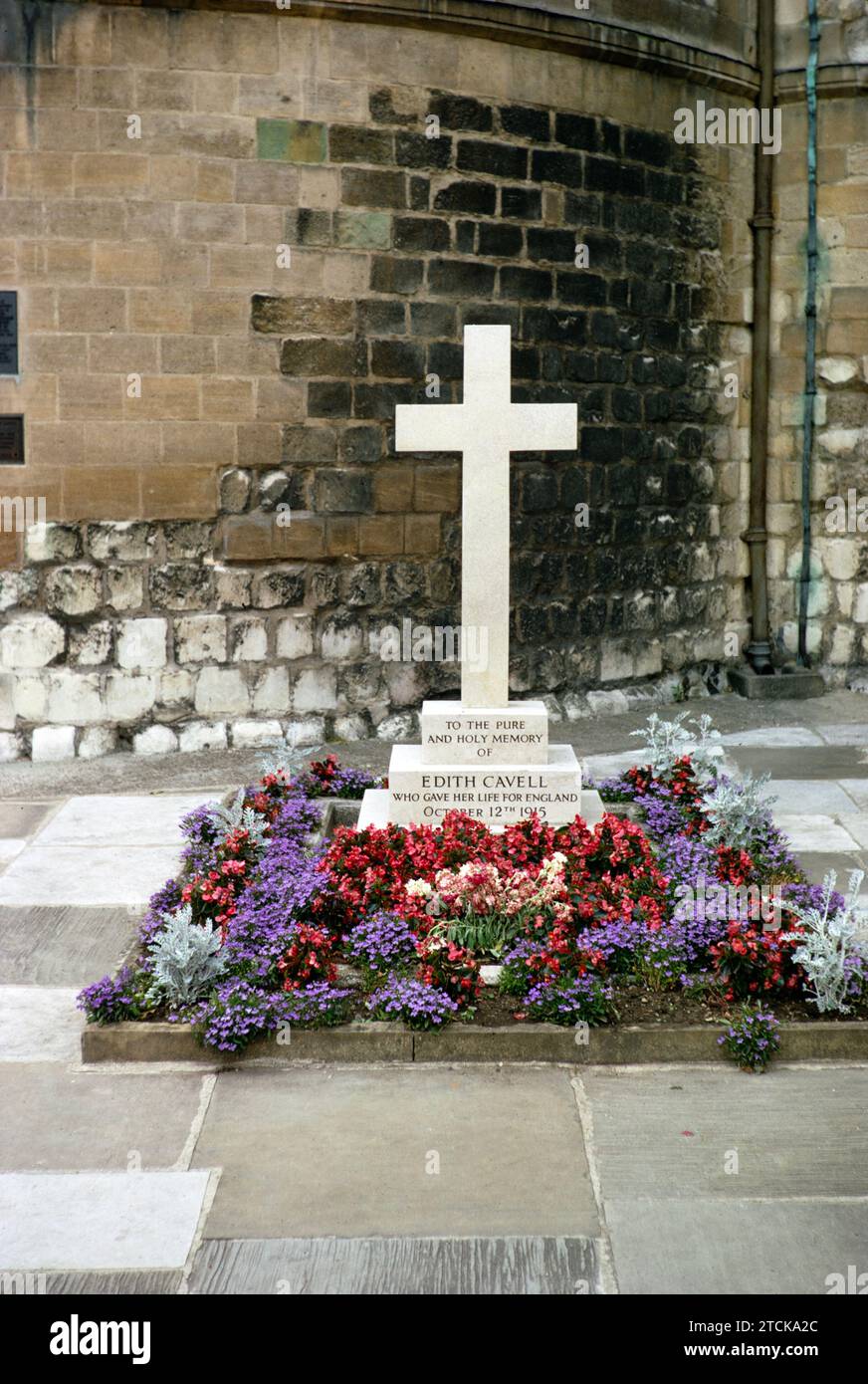 Edith Cavell grave memorial Norwich, Norfolk, England, UK July 1970 ...