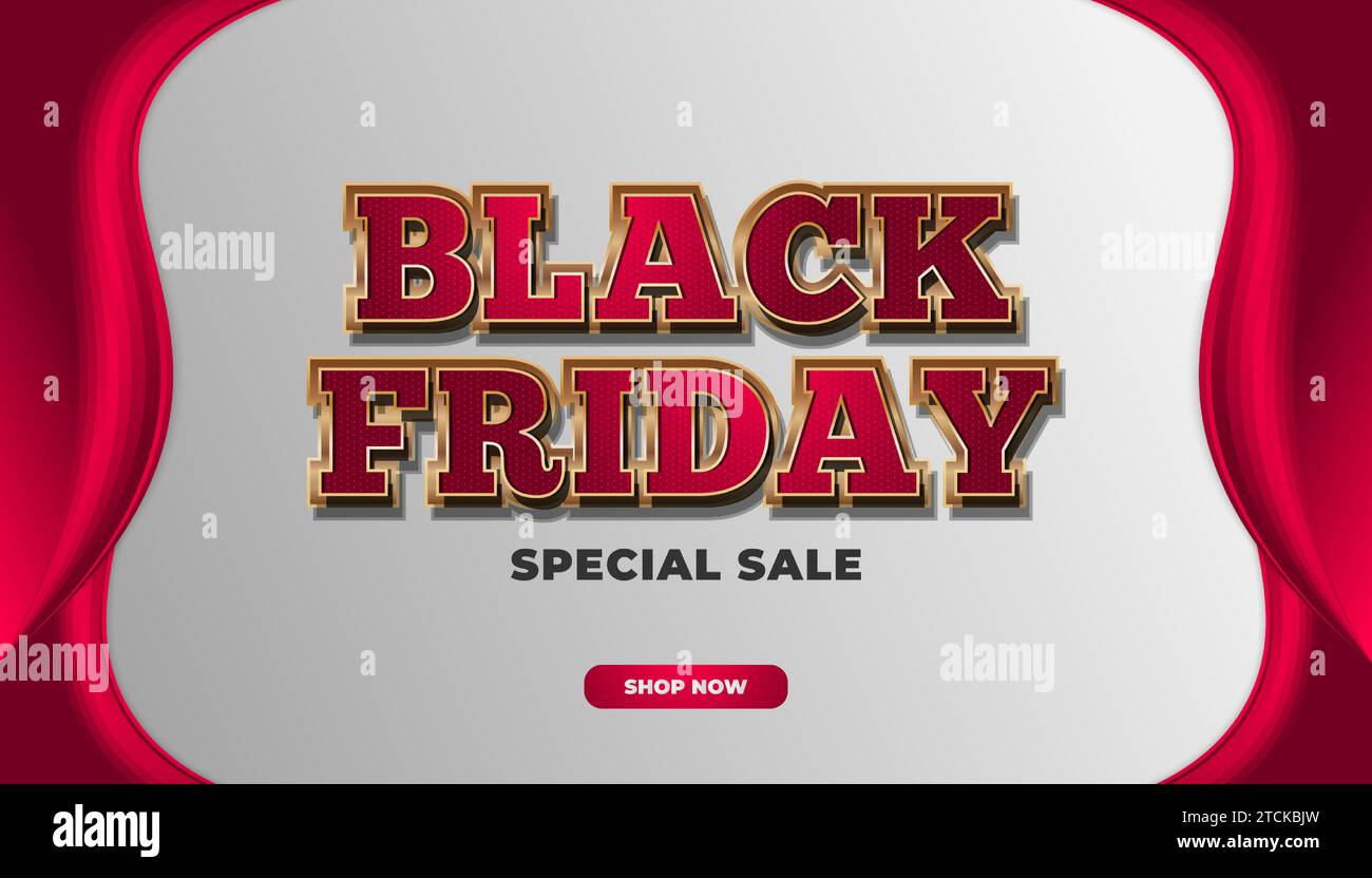Black Friday sale banner or poster template with 3d red and gold text ...