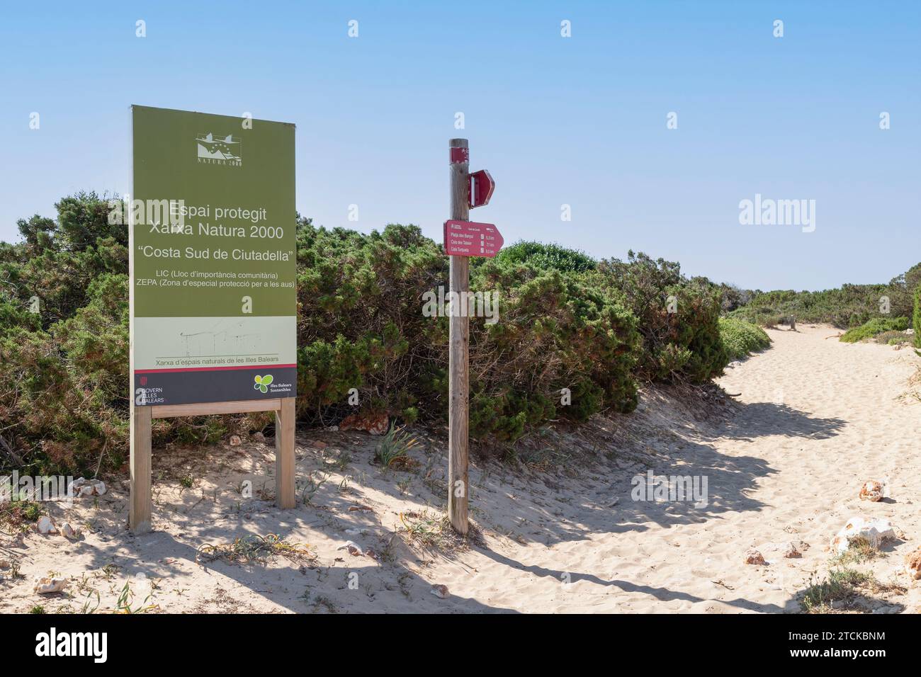 Hiking trails through protected area along the coast of the island of ...