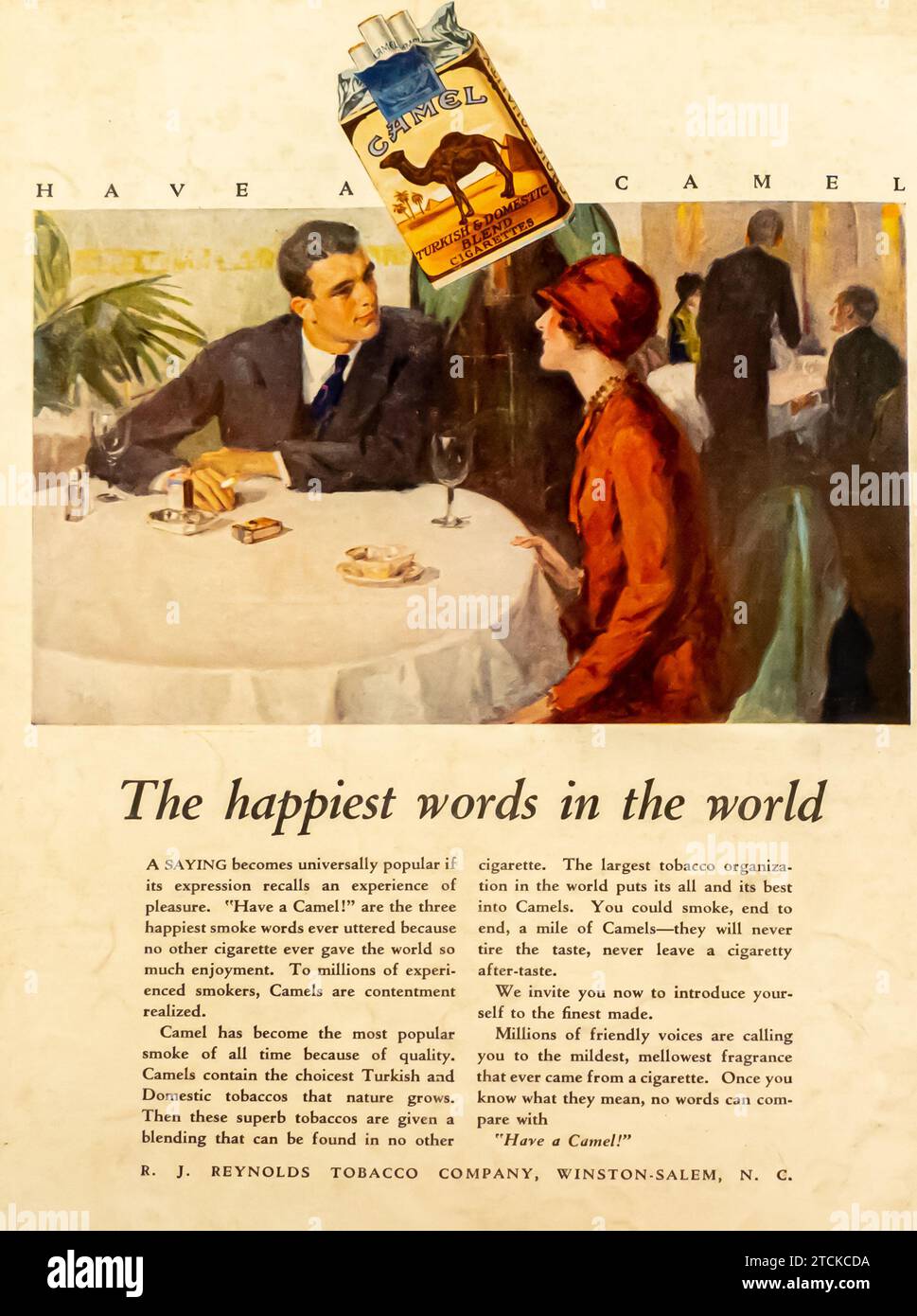 1927 Camel cigarettes ad "The happiest words in the world. Have a Camel ...
