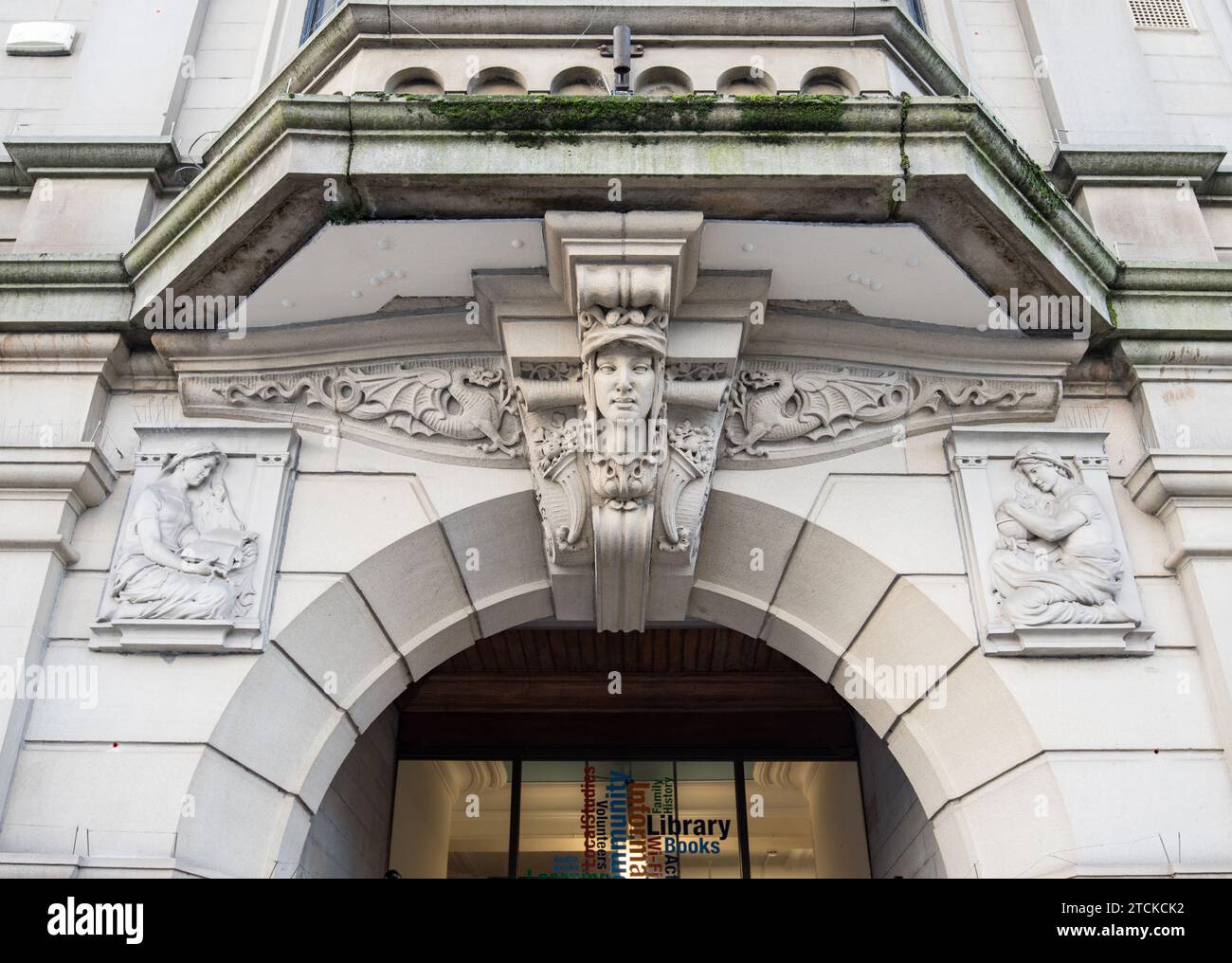 Sculptural detail above the doorway of Skipton Library. in i Stock ...