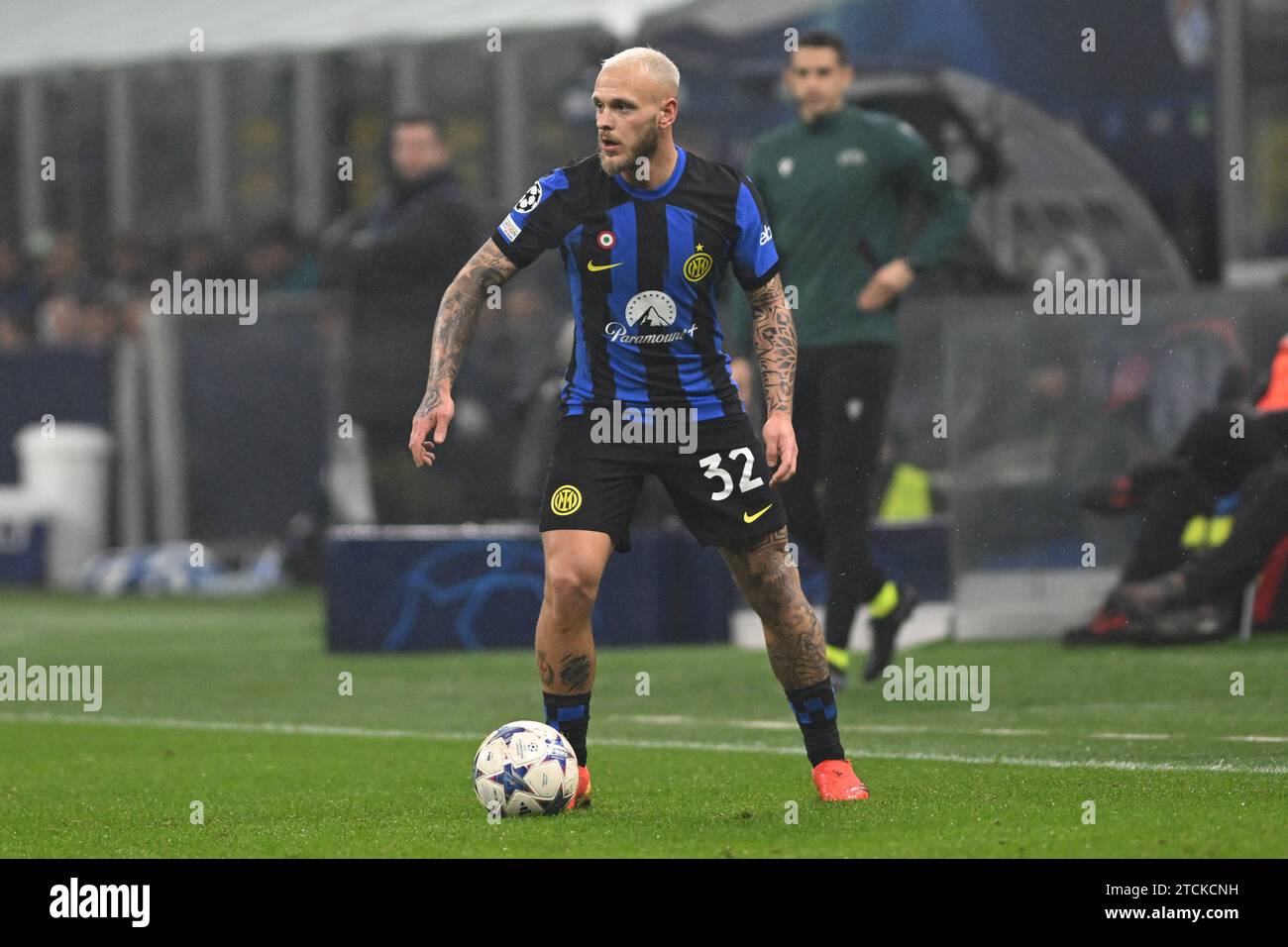 Milan, Italy. 12th December, 2023. Federico Dimarco of FC Inter during the UEFA Champions League ...