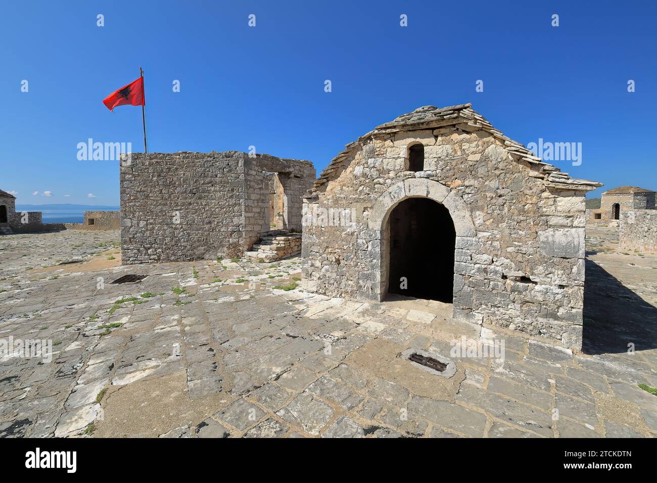 128 Upper terrace of Ali Pasha castle built on an island of Porto ...