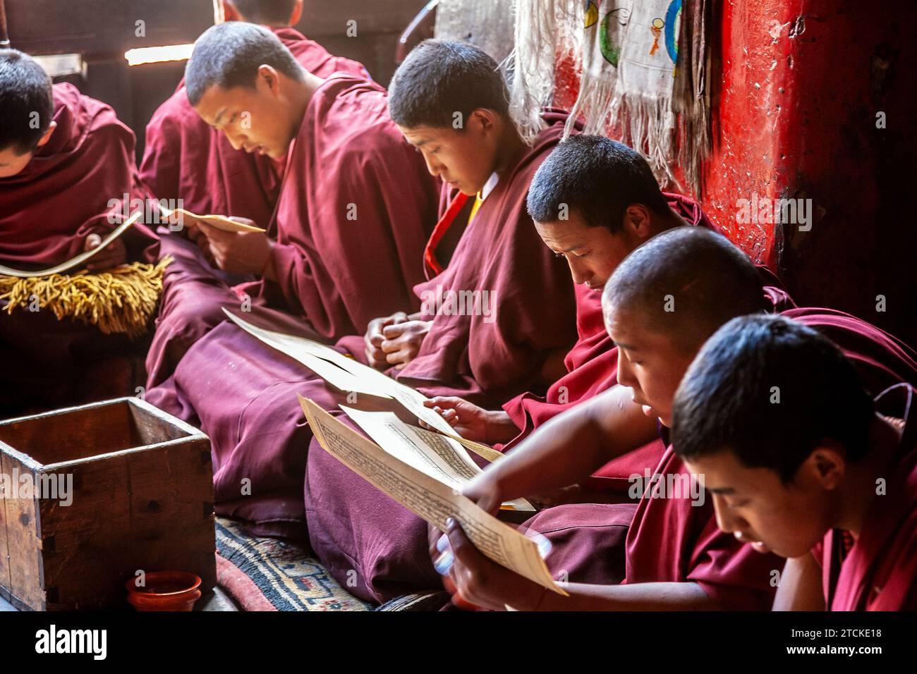 Buddhist monk reading scripture hi-res stock photography and images - Alamy