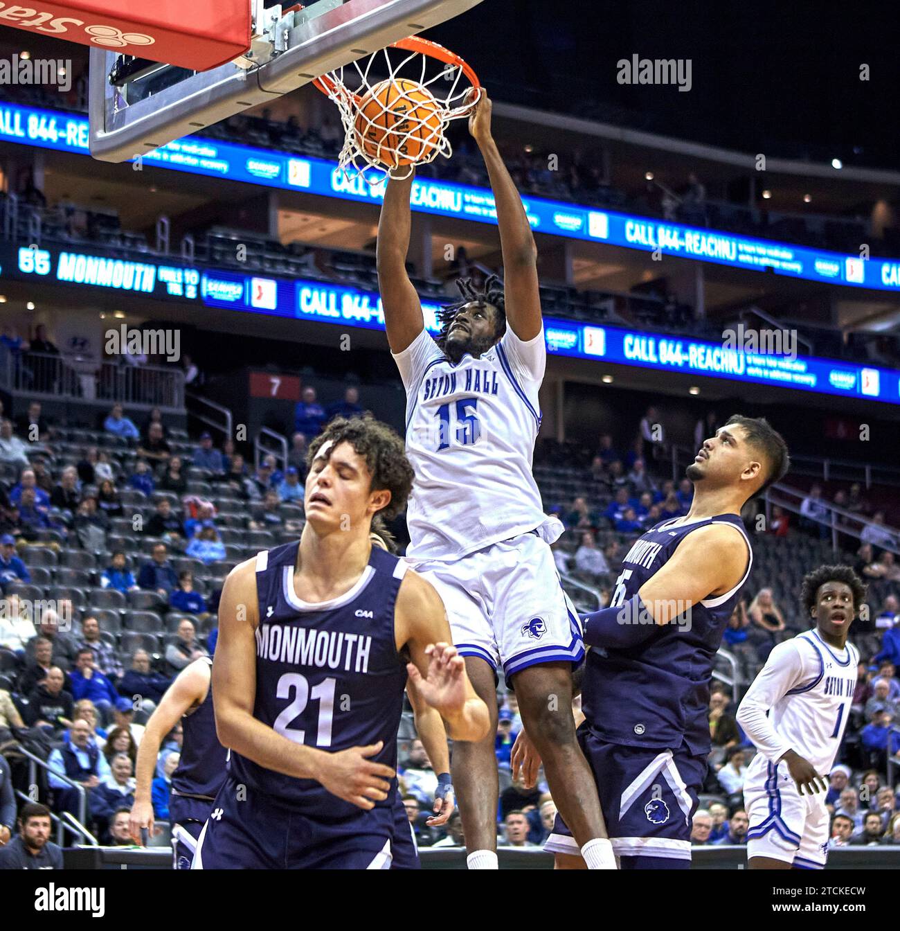 Seton Hall Pirates center Jaden Bediako (15) dunks in the second half ...