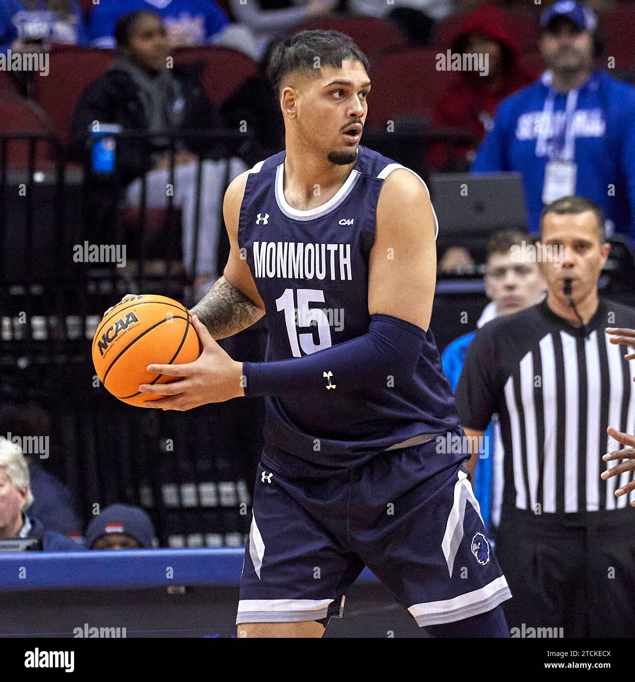 Monmouth Hawks center Amaan Sandhu (15) in the second half against the ...