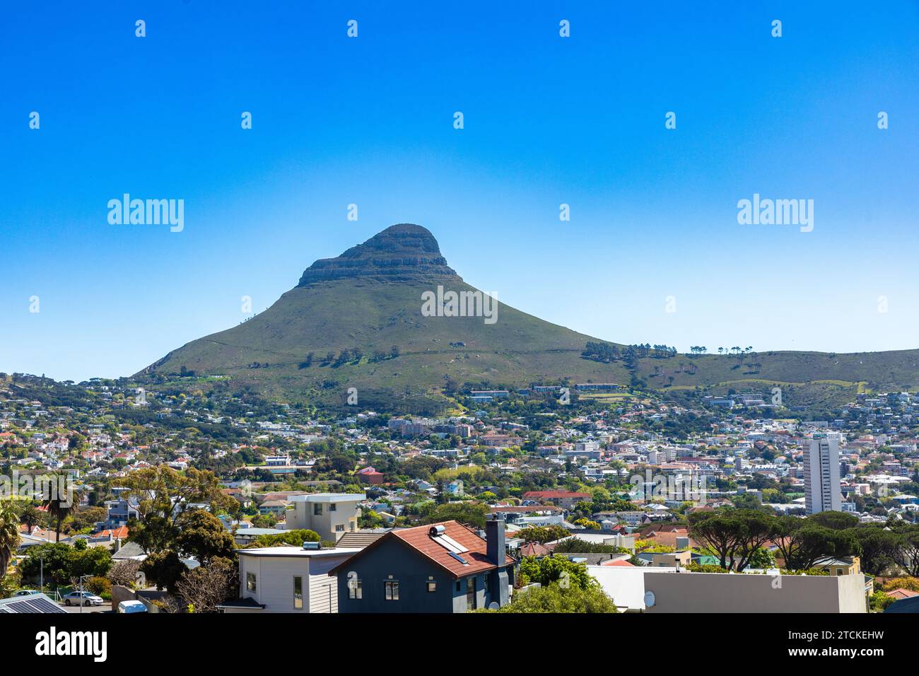 A westward view of Lion's Head in Cape Town, South Africa, one of the ...