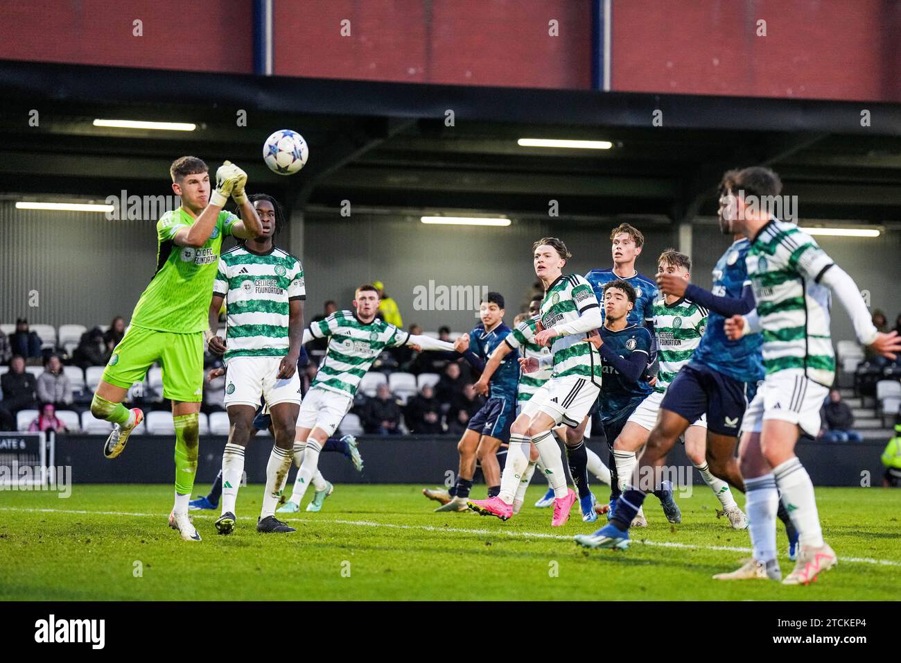 Glasgow, UK. 13th Dec, 2023. Glasgow - Celtic O19 goalkeeper Joe Morrison during the 6th leg of ...