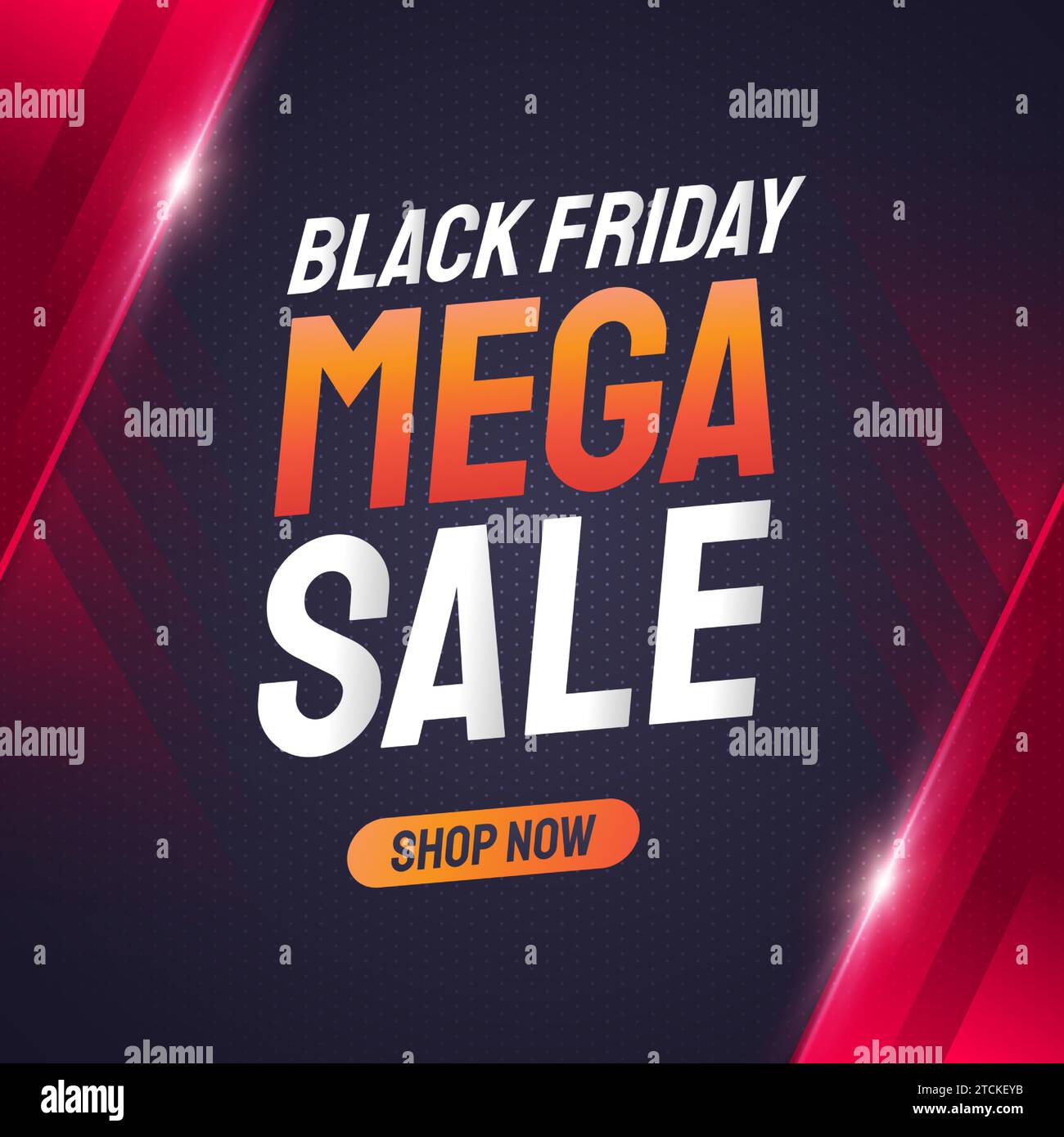 Black Friday mega sale banner with red gradient frame on dark ...