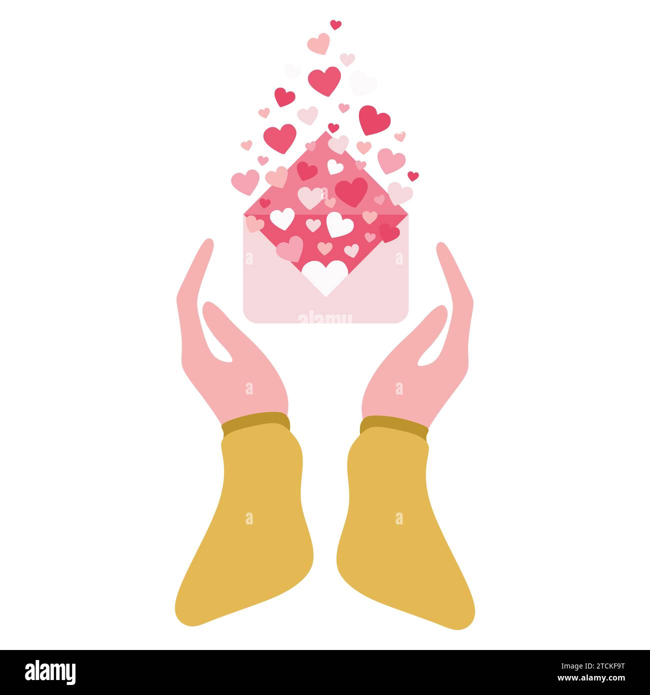 Hands holding love letter, Valentines day envelope with Hearts inside ...