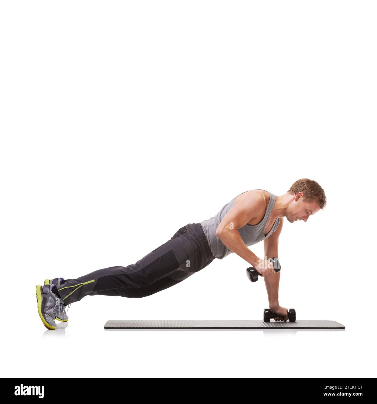Strong man bodybuilder dumbbells in Cut Out Stock Images & Pictures - Alamy