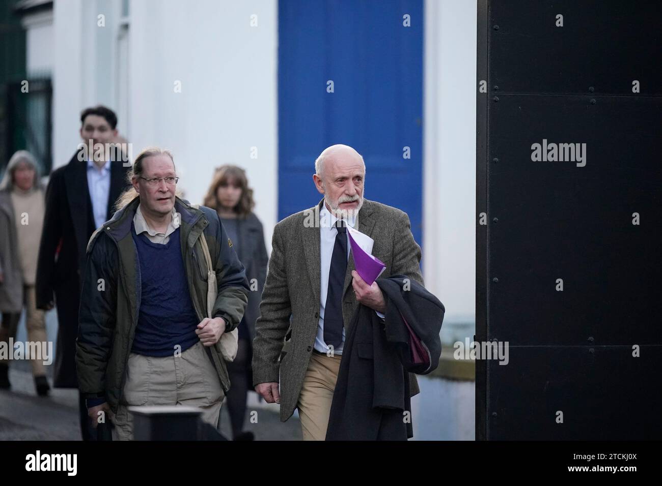 Charles Little (right) arrives to speak to the media outside the ...