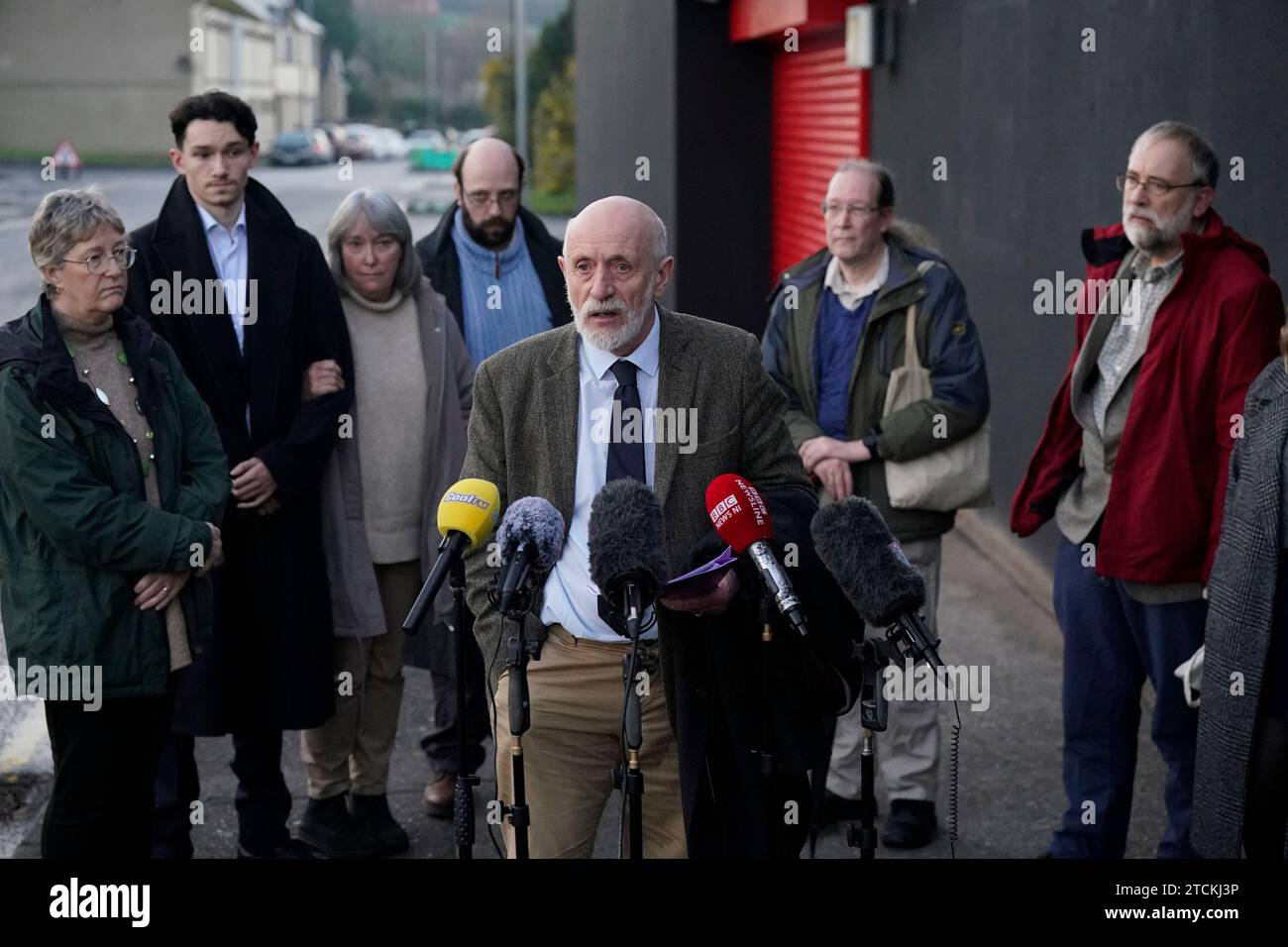 Charles Little speaks outside the inquest into the deaths of his in ...