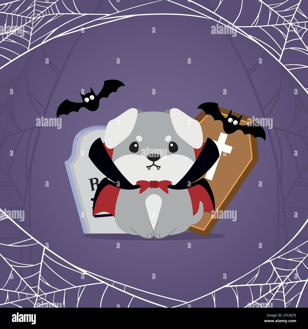 Isolated cute dog with vampire halloween costume Vector Stock Vector ...