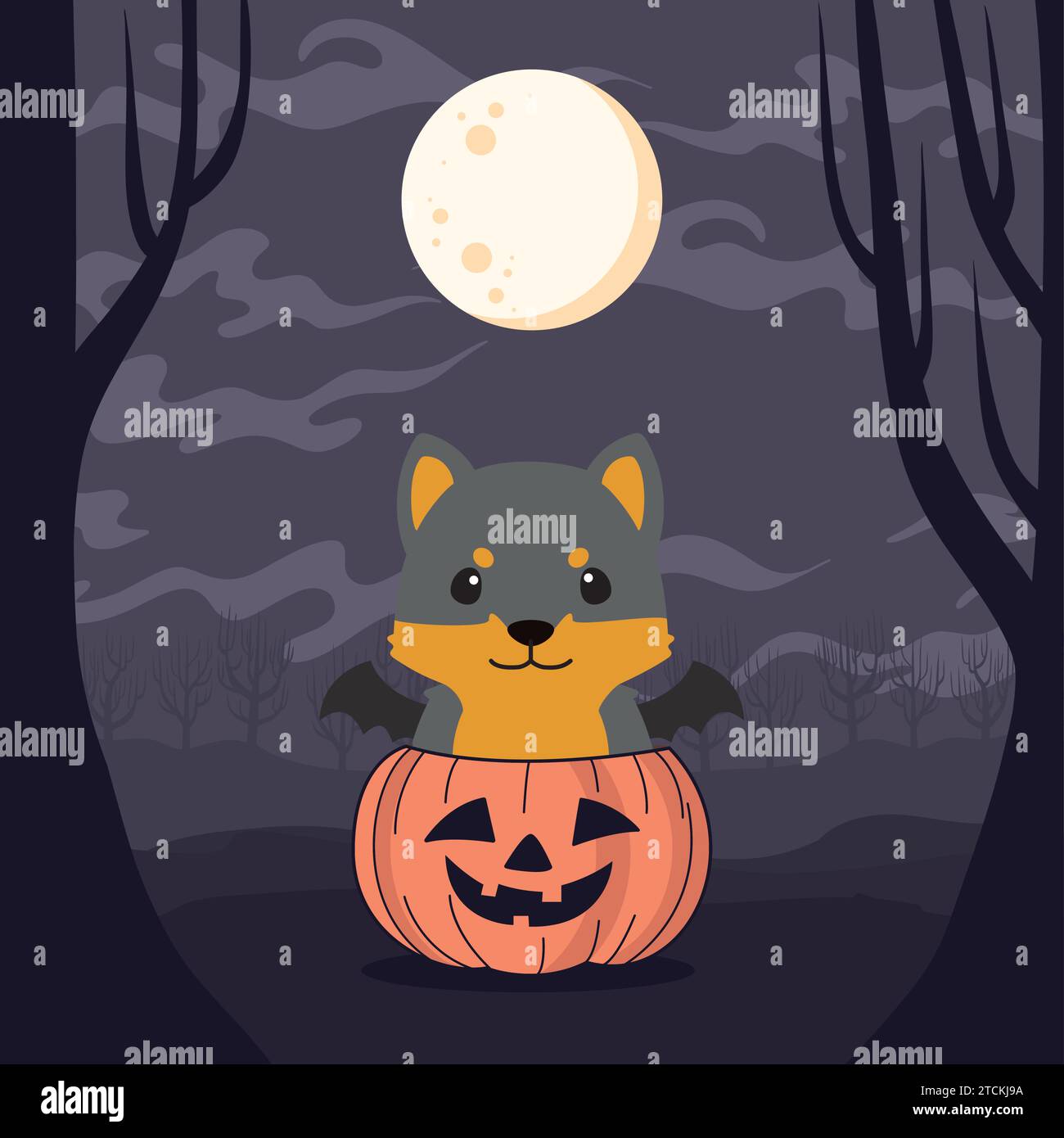 Isolated cute dog with bat halloween costume Vector Stock Vector Image ...