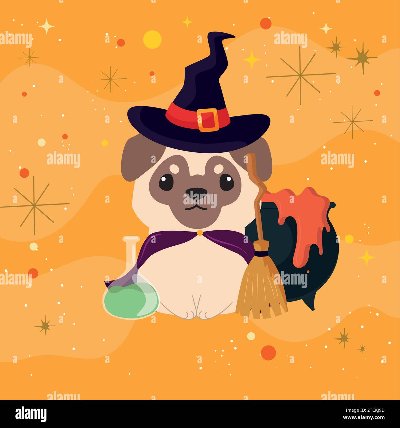 Isolated cute dog with witch halloween costume Vector Stock Vector ...