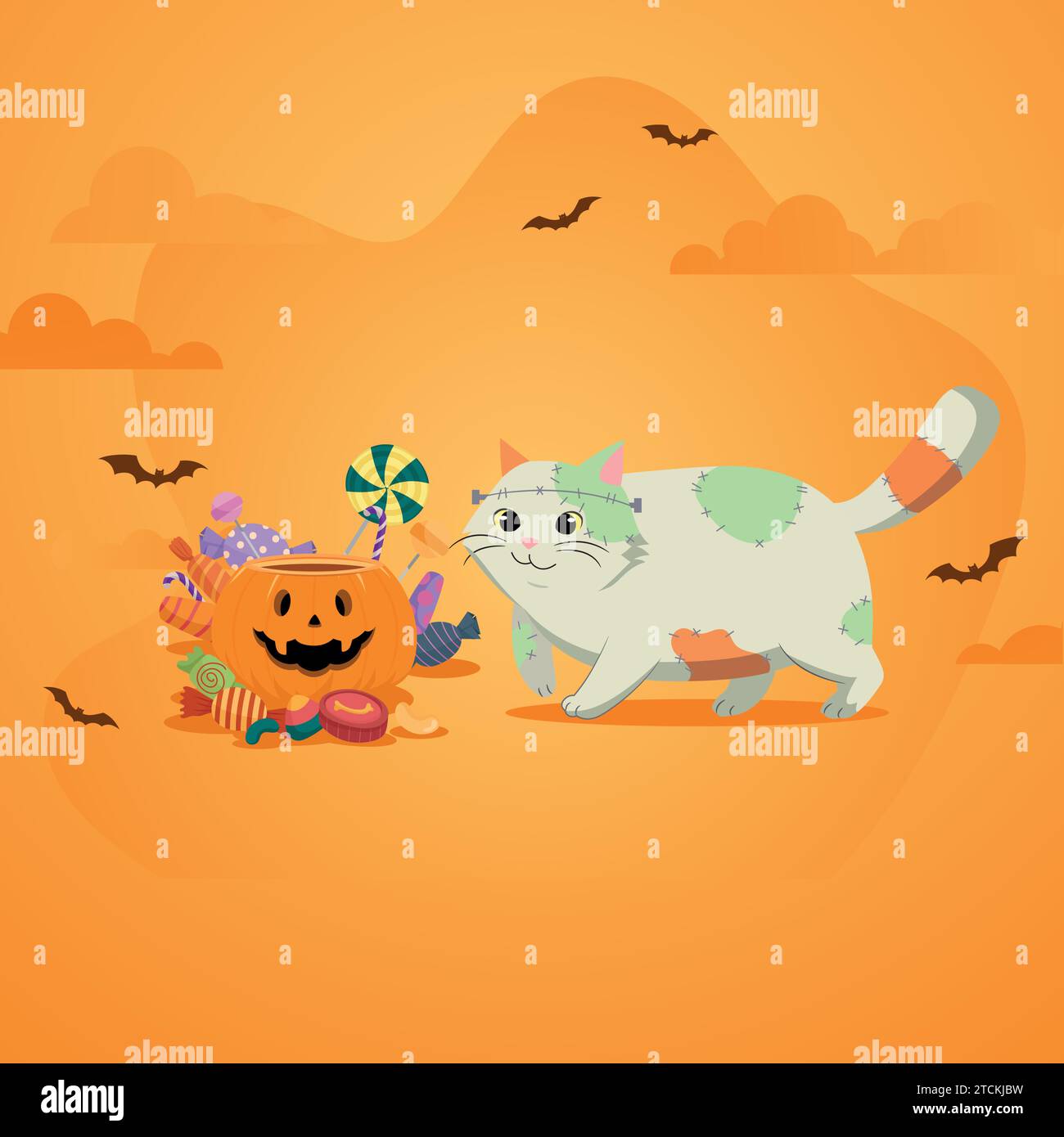 Isolated cute cat with zombie halloween costume Vector Stock Vector ...