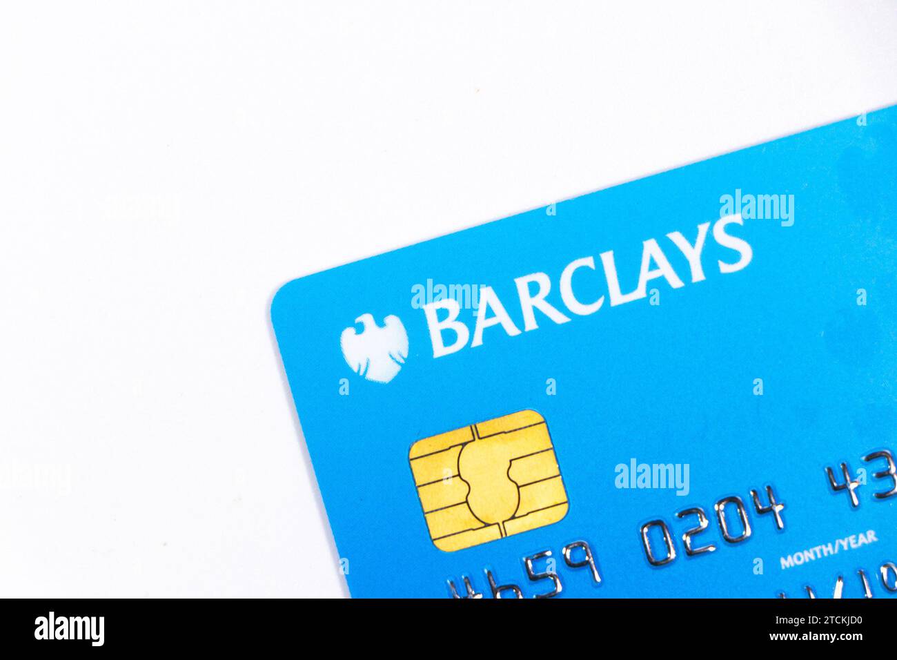 plastic barclays visa connect debit card isolated on white studio ...