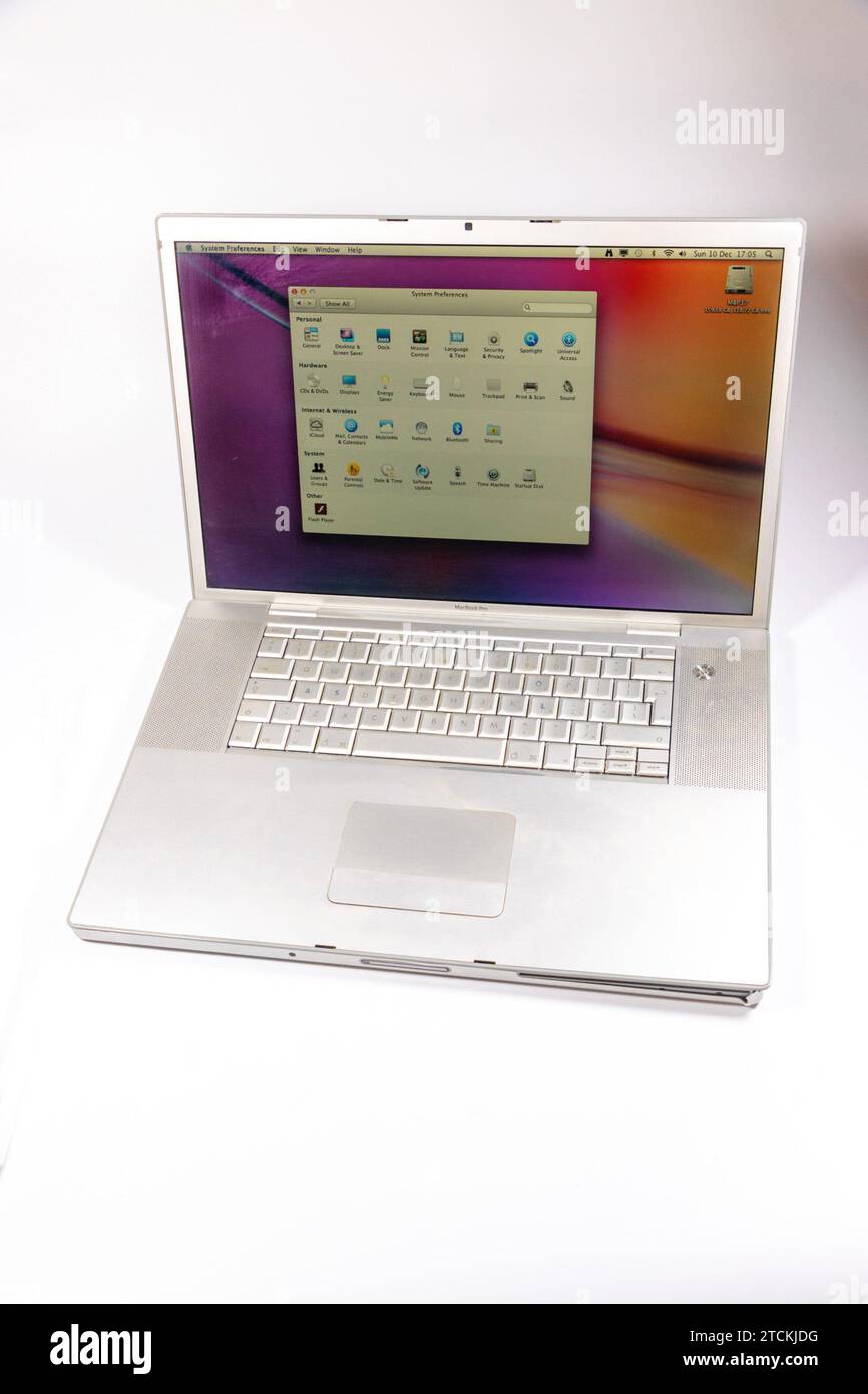 vintage Apple MacBook Pro laptop computer isolated on white studio ...
