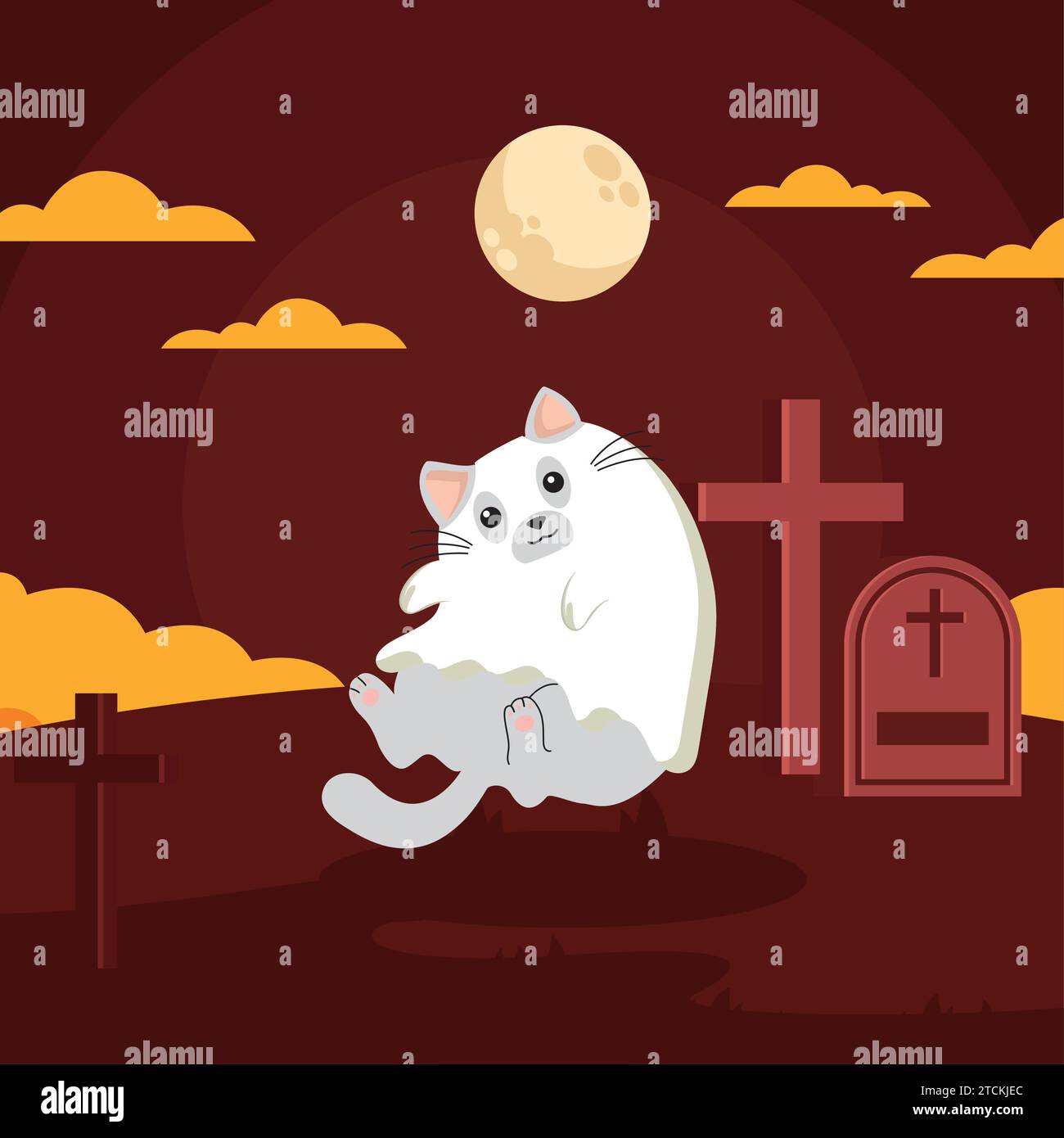 Isolated cute cat with ghost halloween costume Vector Stock Vector ...