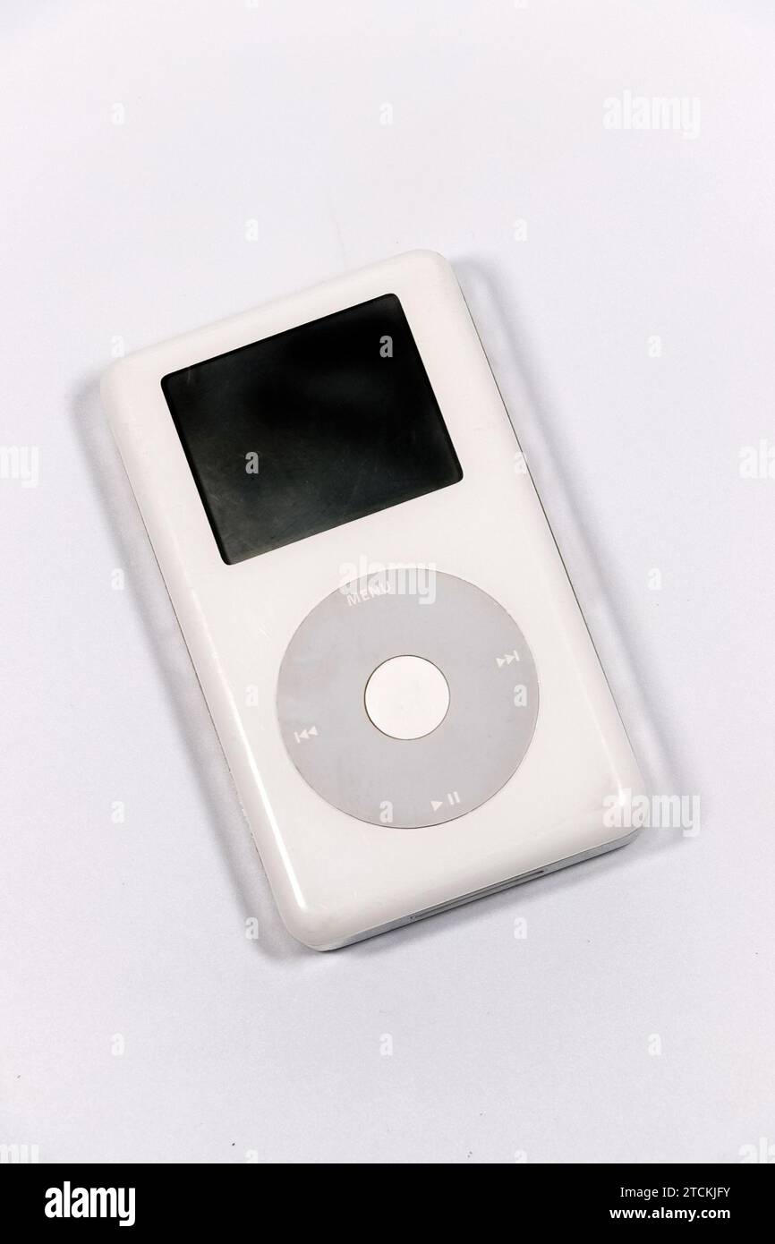 vintage white apple ipod isolated on white studio background Stock ...