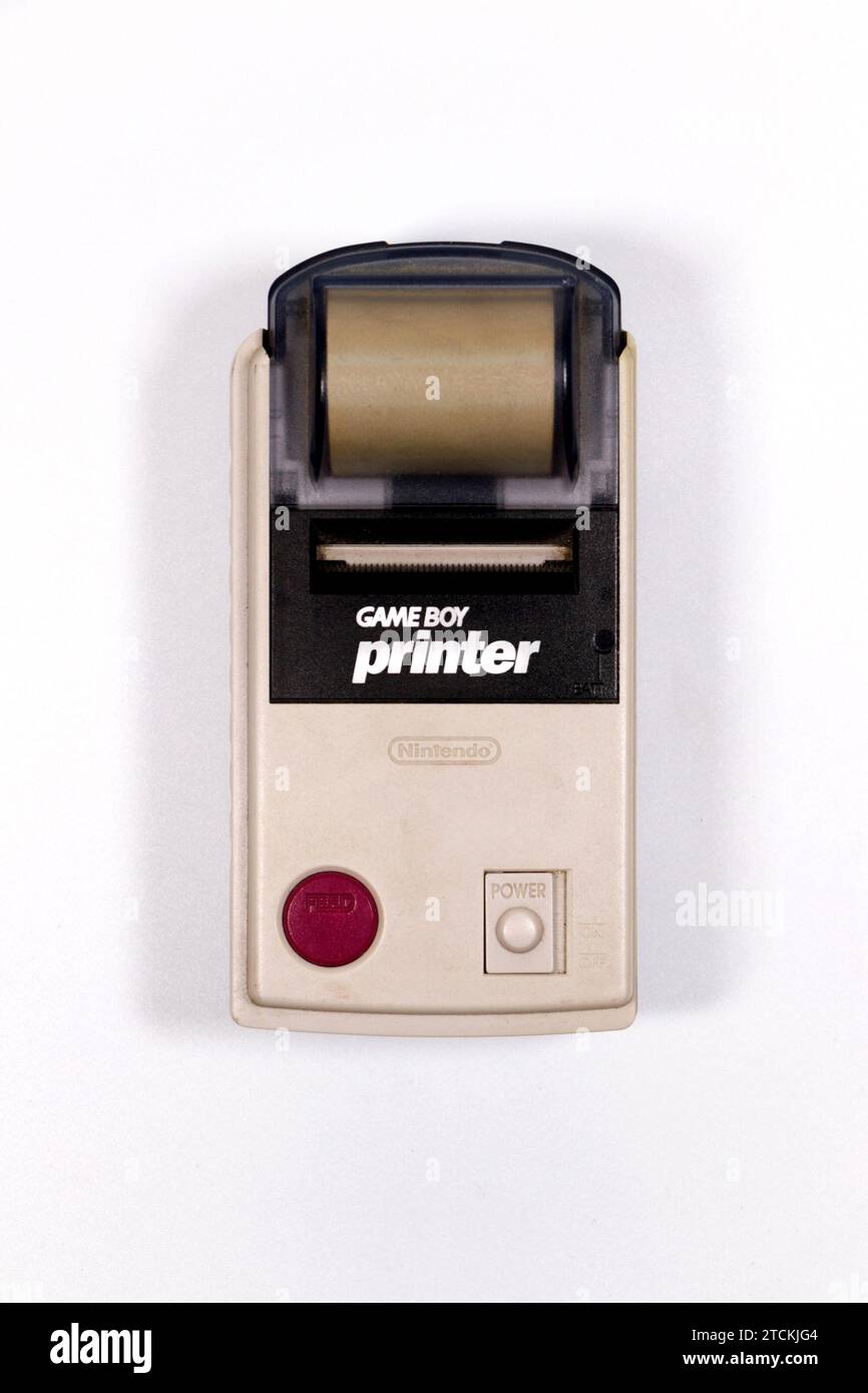 Nintendo Gameboy paper roll portable printer isolated on white studio ...