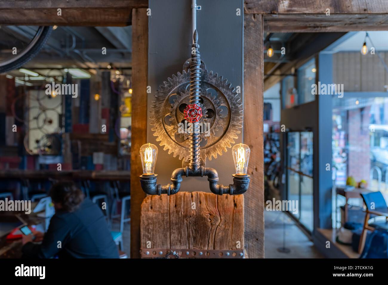 An image of a contemporary industrial gear, sprocket, light fixture ...