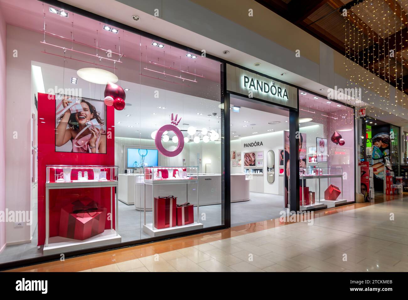 Italy - December 11, 2023: Pandora store in Italian shopping mall ...