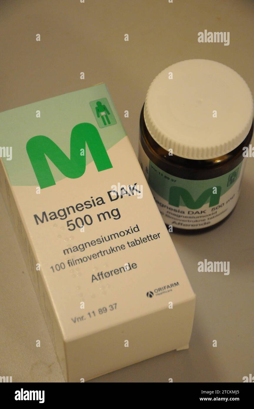 Copenhagen, Denmark /13 December 2023/Magnesia dak 500 mg tablets ...