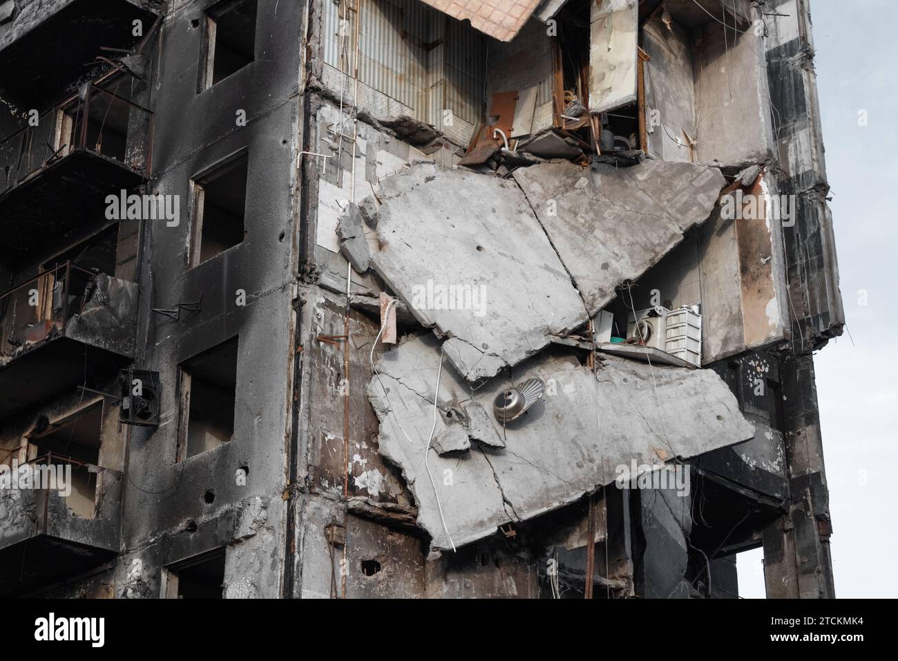A high-rise building was completely destroyed as a result of a direct ...