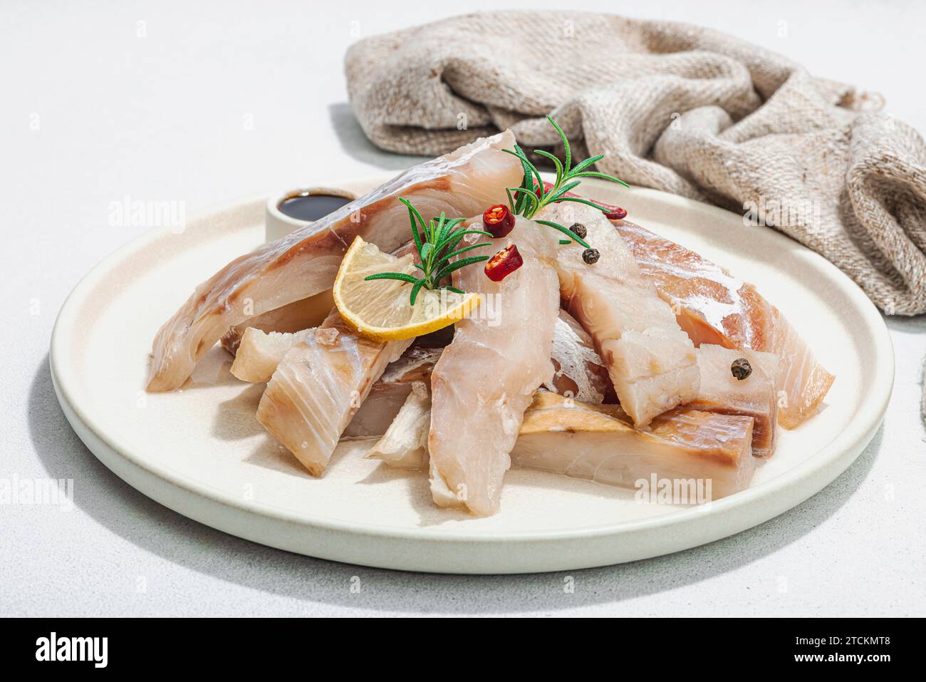 Raw pollock (Pollachius virens) fillet. Fresh fish for healthy food ...