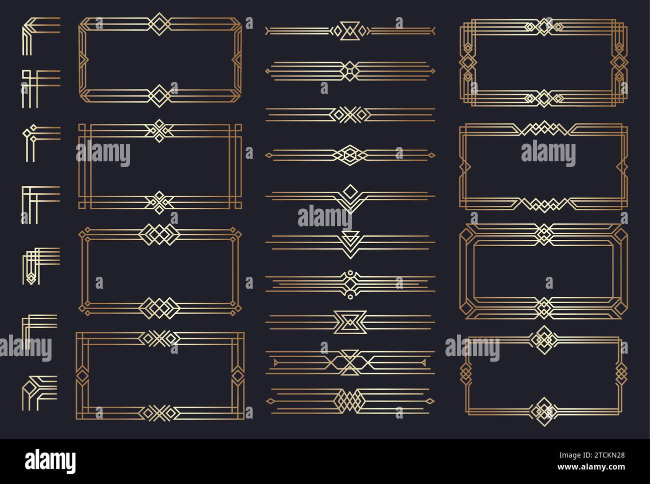 Art deco frames. Vintage elegant borders for wedding invitations ...