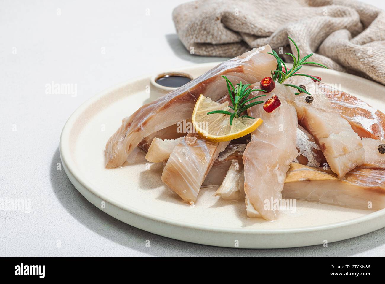 Raw pollock (Pollachius virens) fillet. Fresh fish for healthy food ...