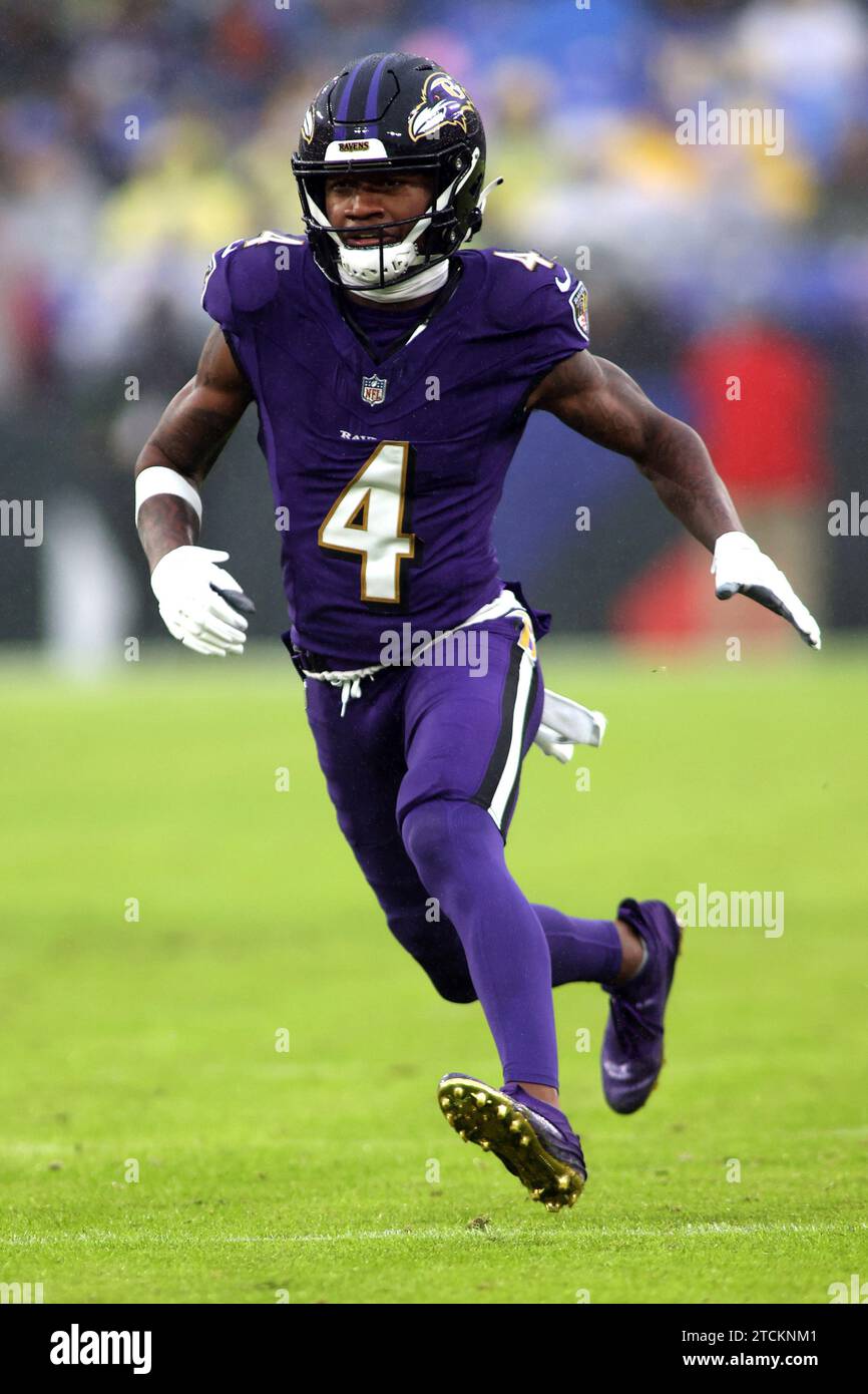 Baltimore Ravens wide receiver Zay Flowers (4) runs during an NFL ...