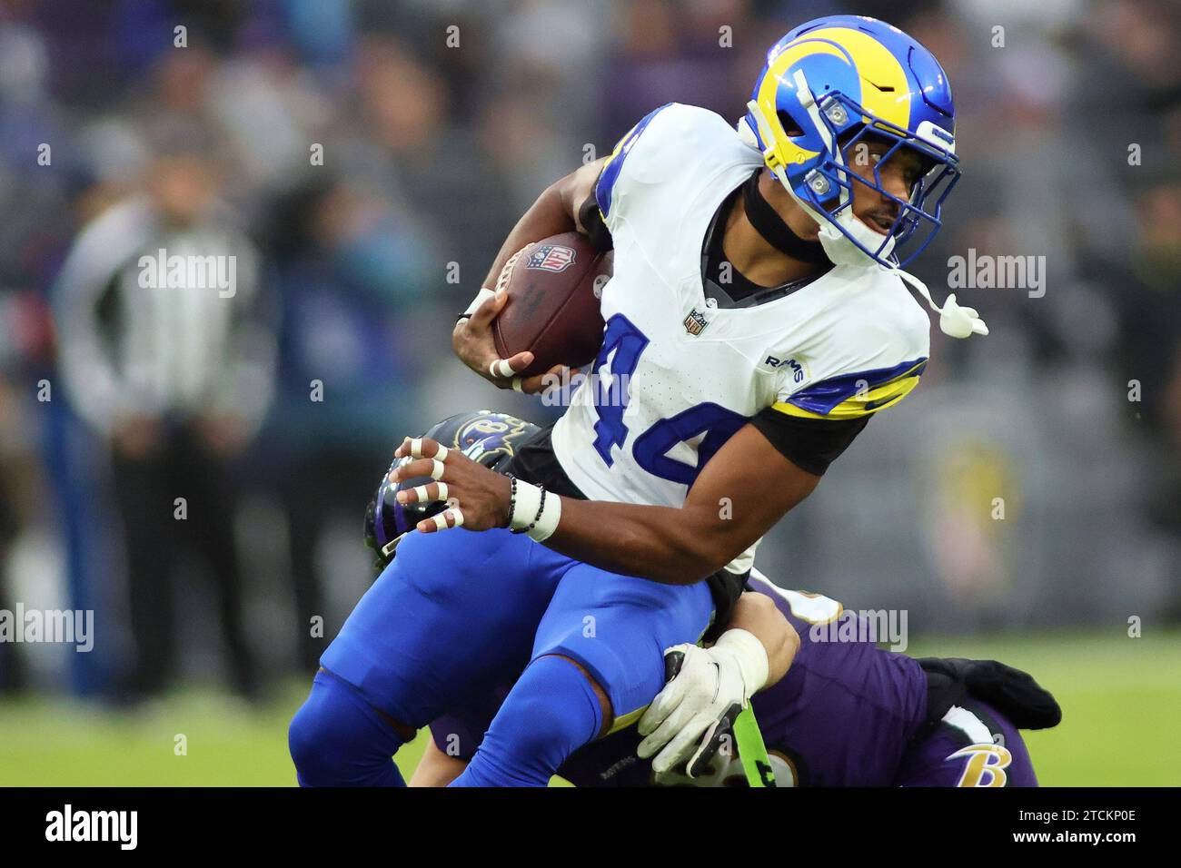 Los Angeles Rams cornerback Ahkello Witherspoon (44) hauls in an ...