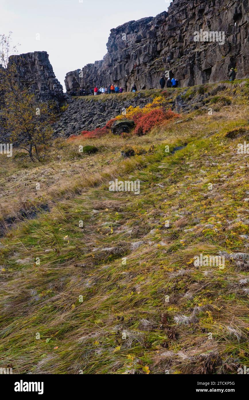 Iceland, Golden Circle, Thingvellir National Park in Autumn colours ...