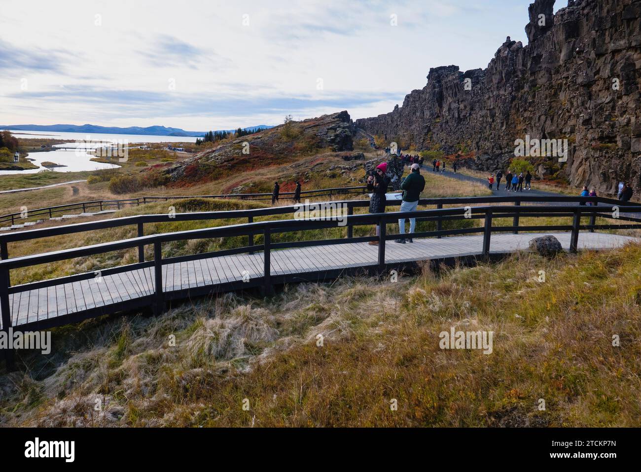 Iceland, Golden Circle, Thingvellir National Park in Autumn colours ...