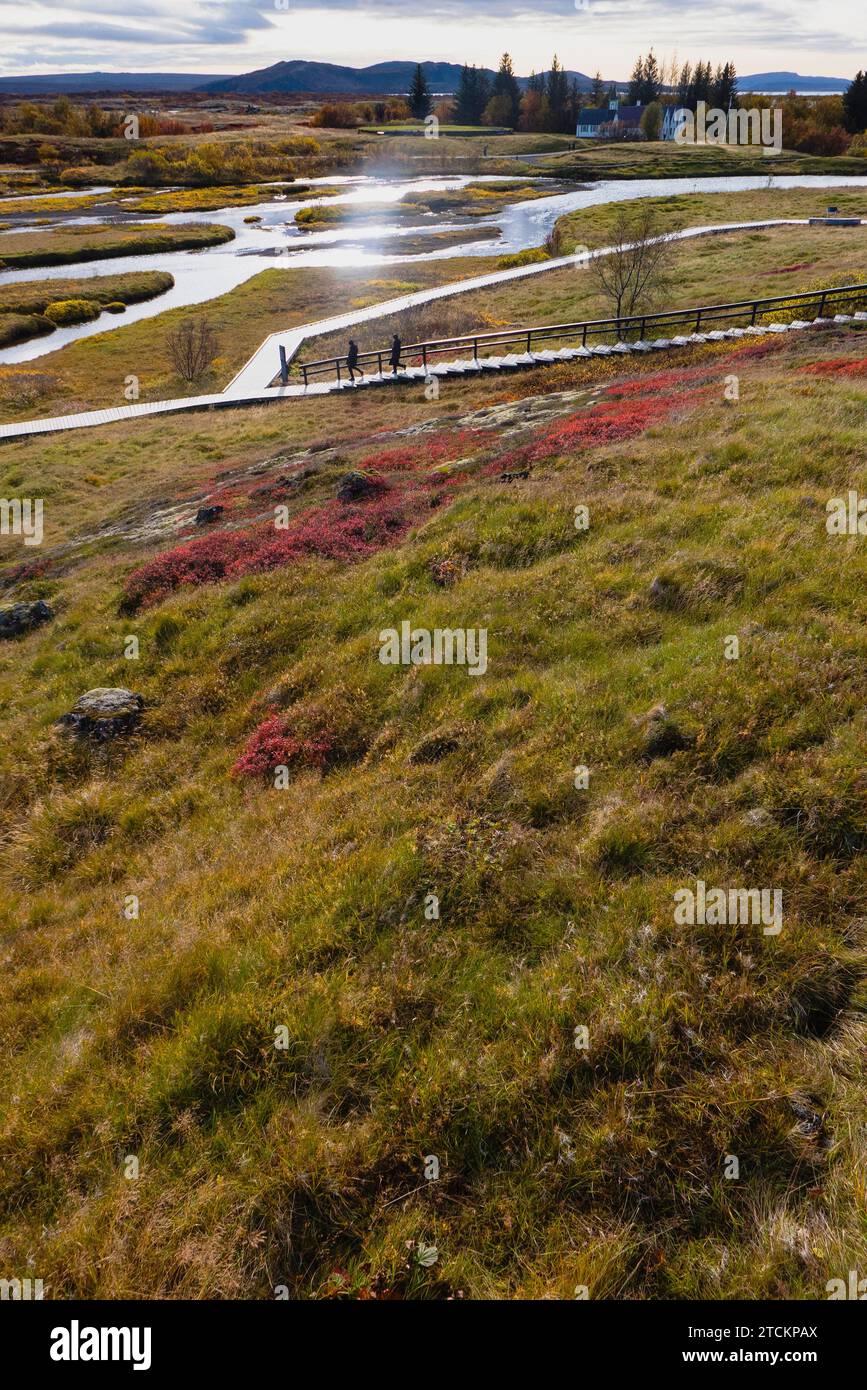 Iceland, Golden Circle, Thingvellir National Park in Autumn colours ...