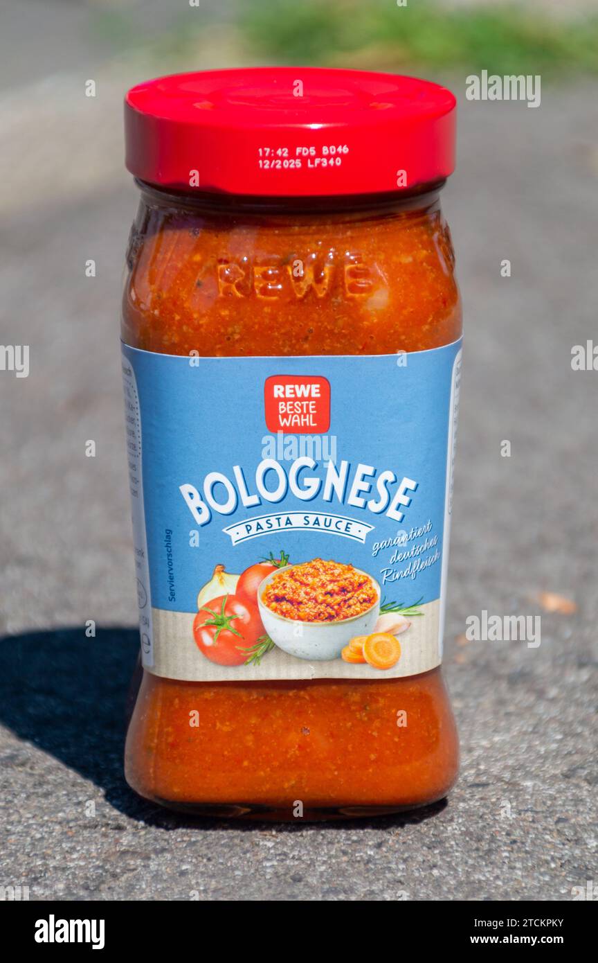 Gladbeck, Germany - June 17, 2023: Rewe Bolognese pasta sauce Stock ...