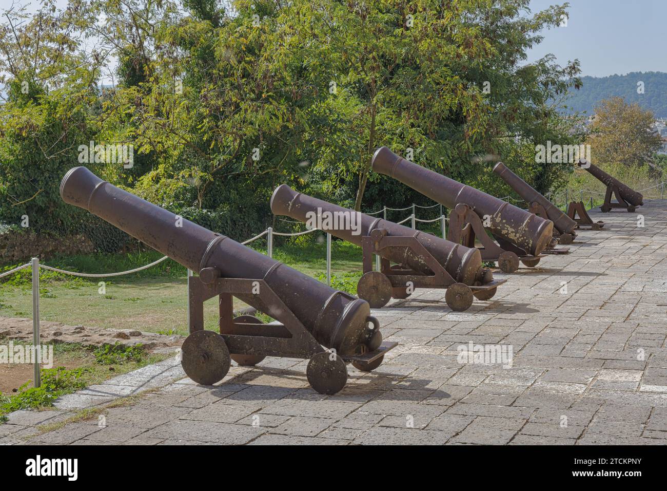 Row of Ancient Cannons at Byzantine Museum, Ioannina Stock Photo - Alamy