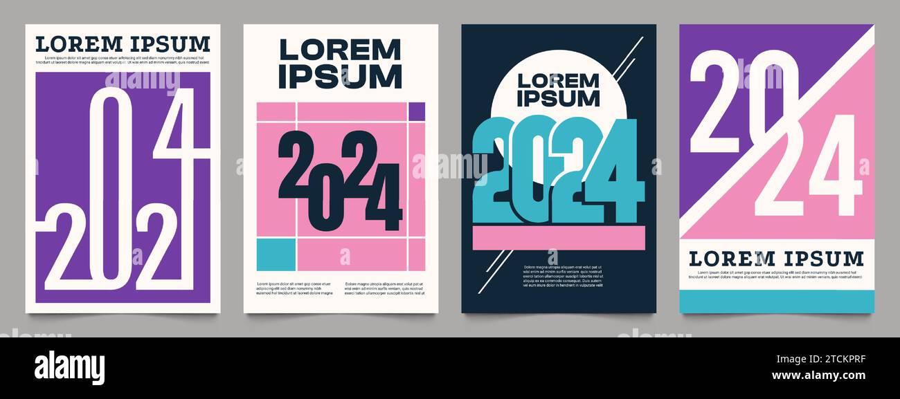 Poster 2024 concept. Annual calendar cover with trendy minimalistic ...