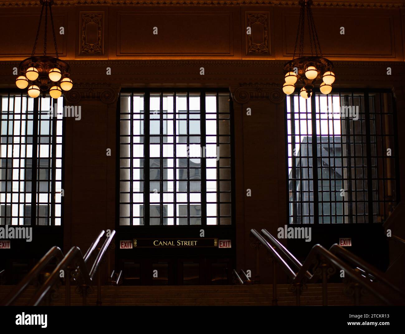 A high resolution image of modern lighting fixtures illuminated in ...