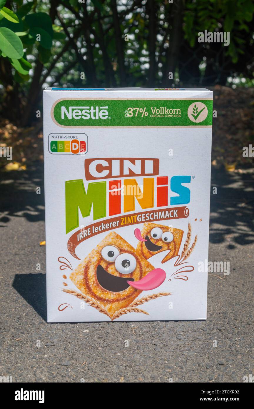 Hanau, Germany - June 24, 2023: Nestle Cini Minis breakfast cereals ...